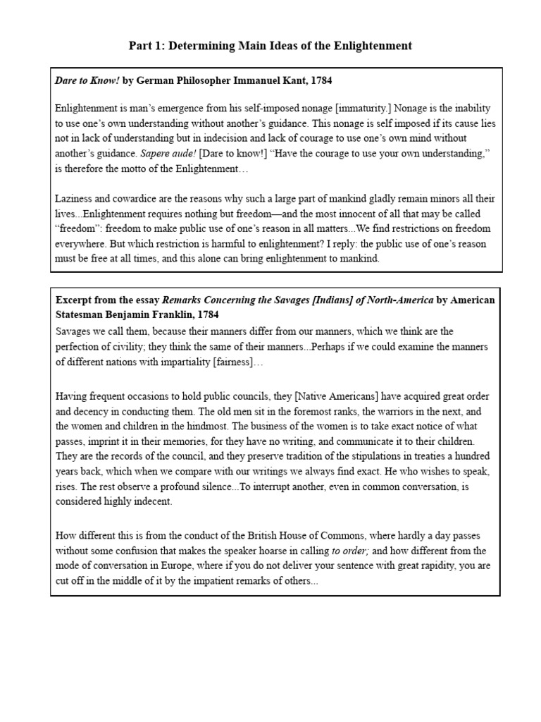 Enlightenment Philosophers Primary Sources | PDF