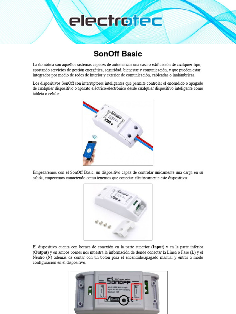 Manual de SonOff Basic y Configuración | PDF | Cambiar | Ingenieria ...