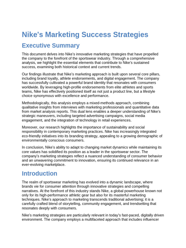 Nike's Marketing Success Strategies | PDF | Brand | Digital Marketing