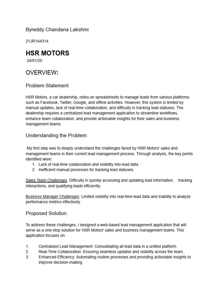 Hsr Motors | PDF | Computing | Information Technology