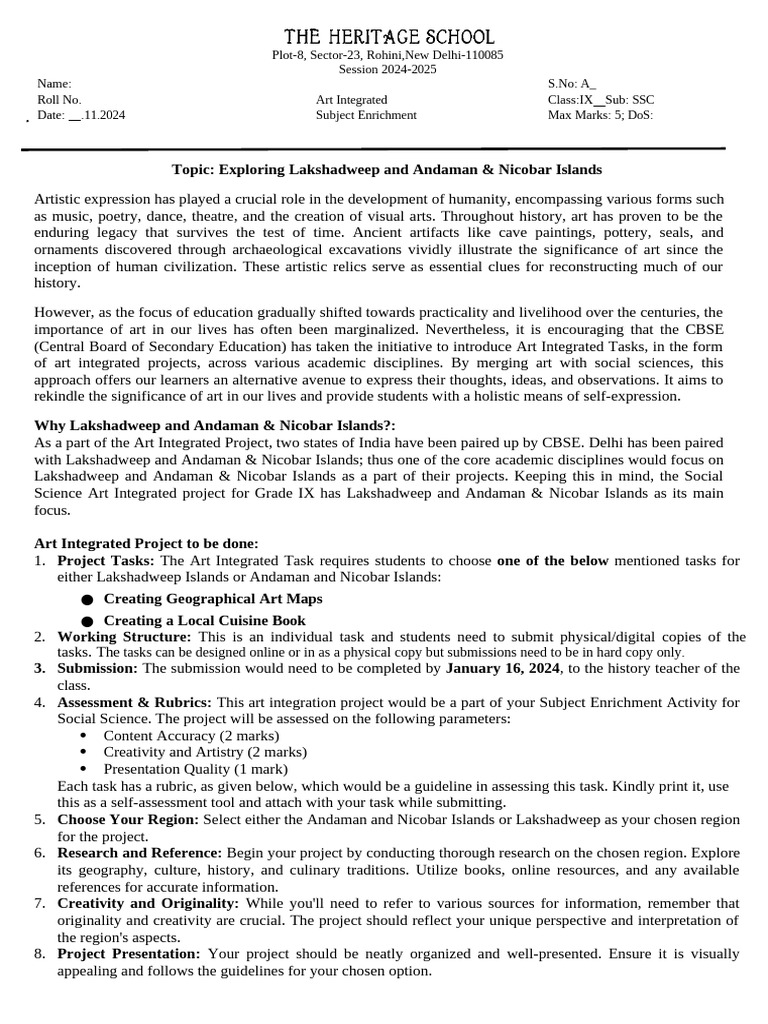 Art Integrated J Grade 9, 24-25 | PDF | Recipe | Map