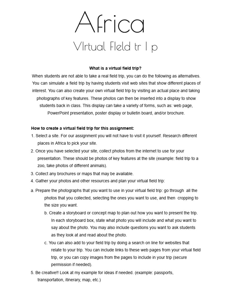 Africa Virtual Field Trip | PDF
