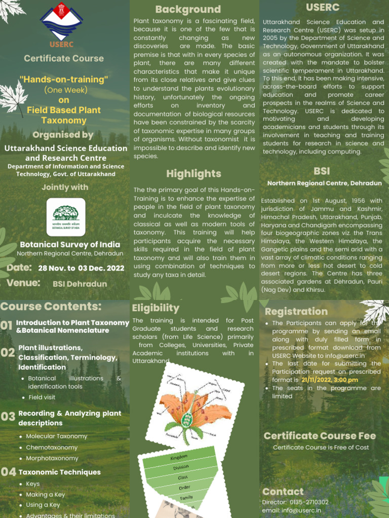 Certificate Course Field Based Plant Taxonomy | PDF | Taxonomy (Biology ...