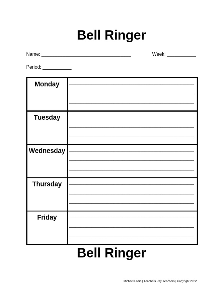 Bell Ringer: Monday | PDF