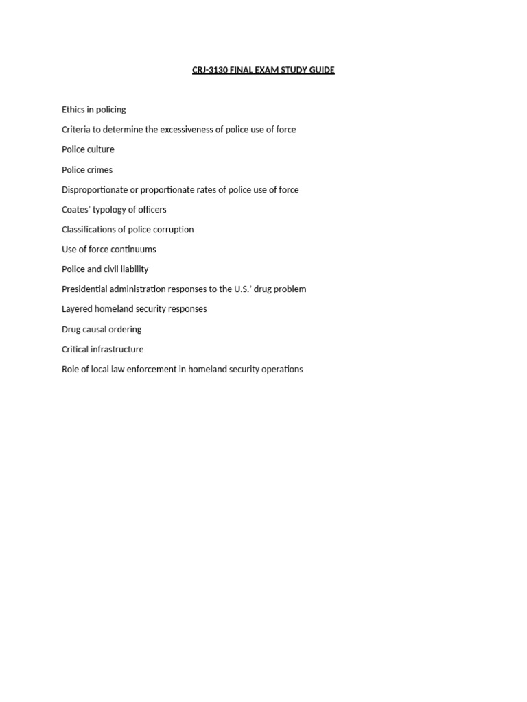 CRJ-3130 Final Exam Study Guide | PDF