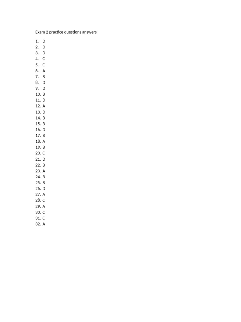 Exam 2 Practice Questions Answers | PDF
