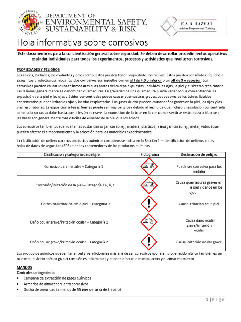 Corrosivos: Riesgos y Seguridad en Piel | PDF | Quemar | Corrosión