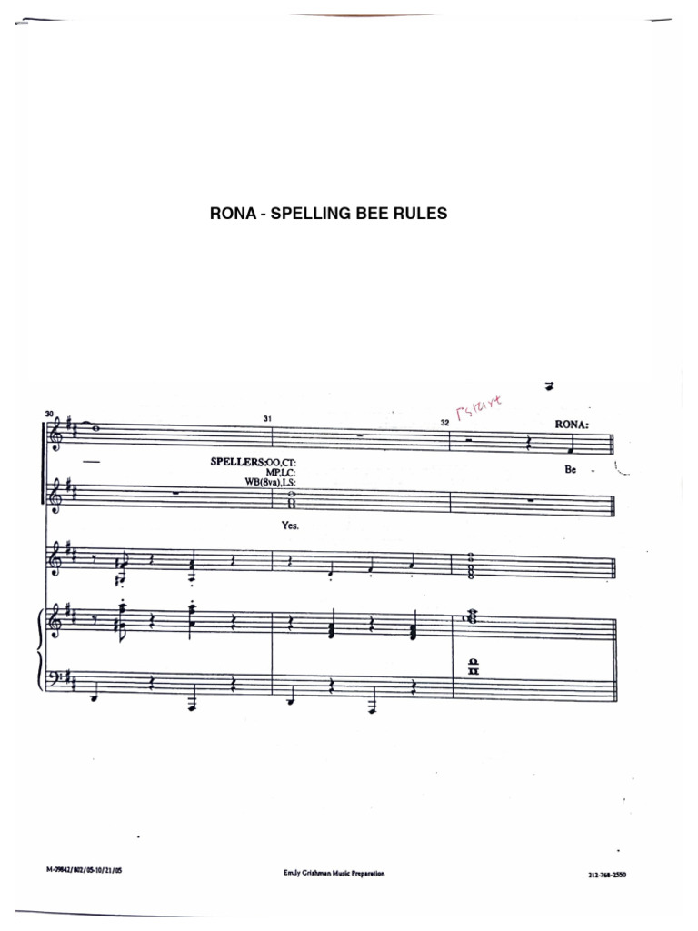 Rona - Spelling Bee Audition Cuts | PDF
