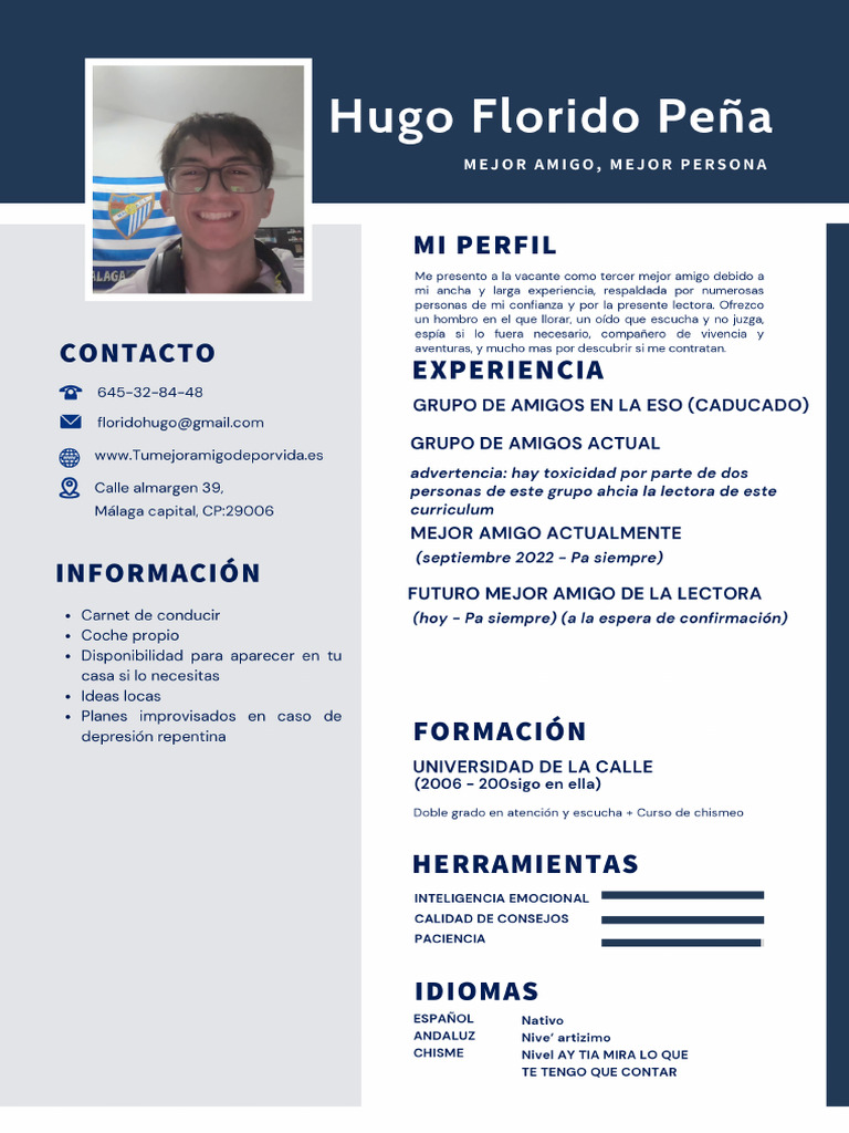 Currículum Vitae Asesor Financiero Profesional Corporativo Azul y Gris | PDF