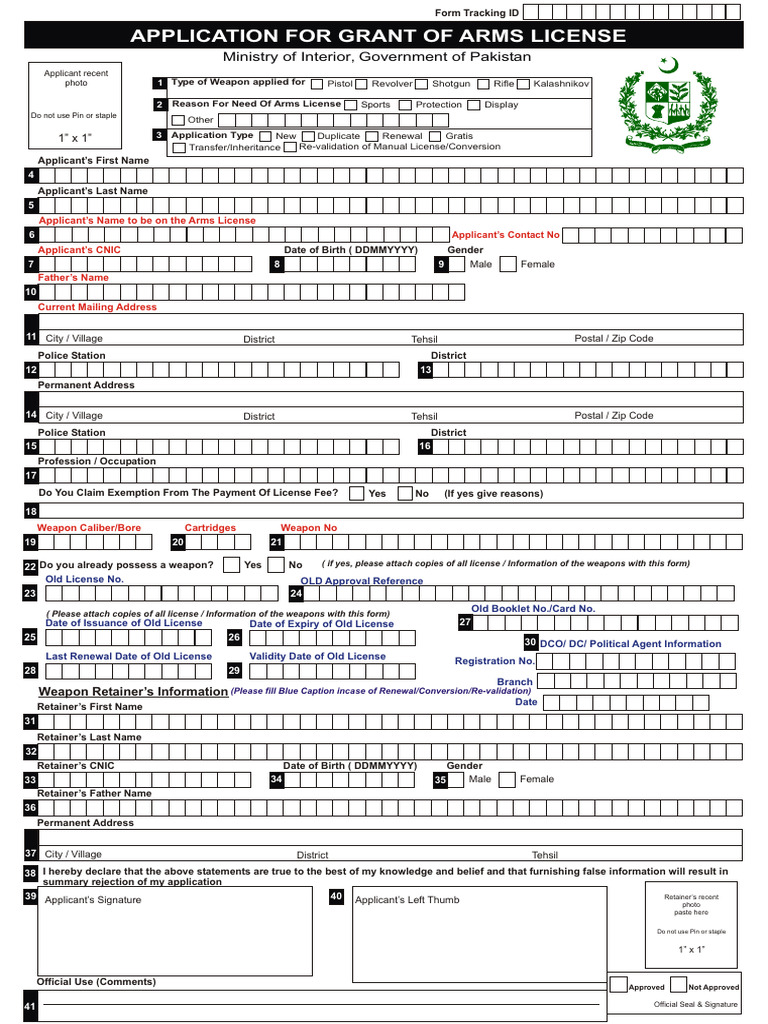 Arms license form | PDF | Projectile Weapons | Ballistics