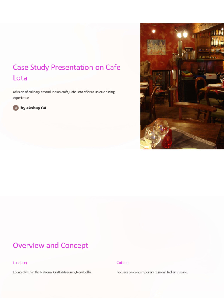 Cafe Lota: Culinary & Cultural Fusion | PDF