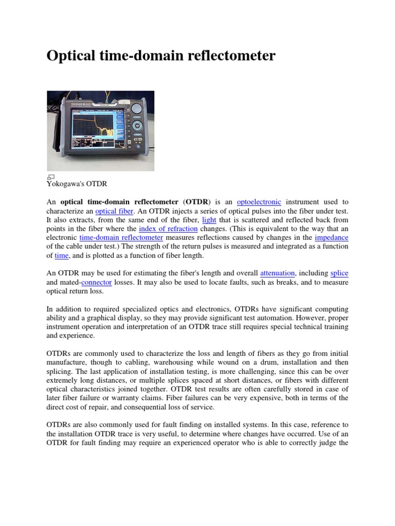Understanding Optical Time-Domain Reflectometers (OTDR) in 40 ...