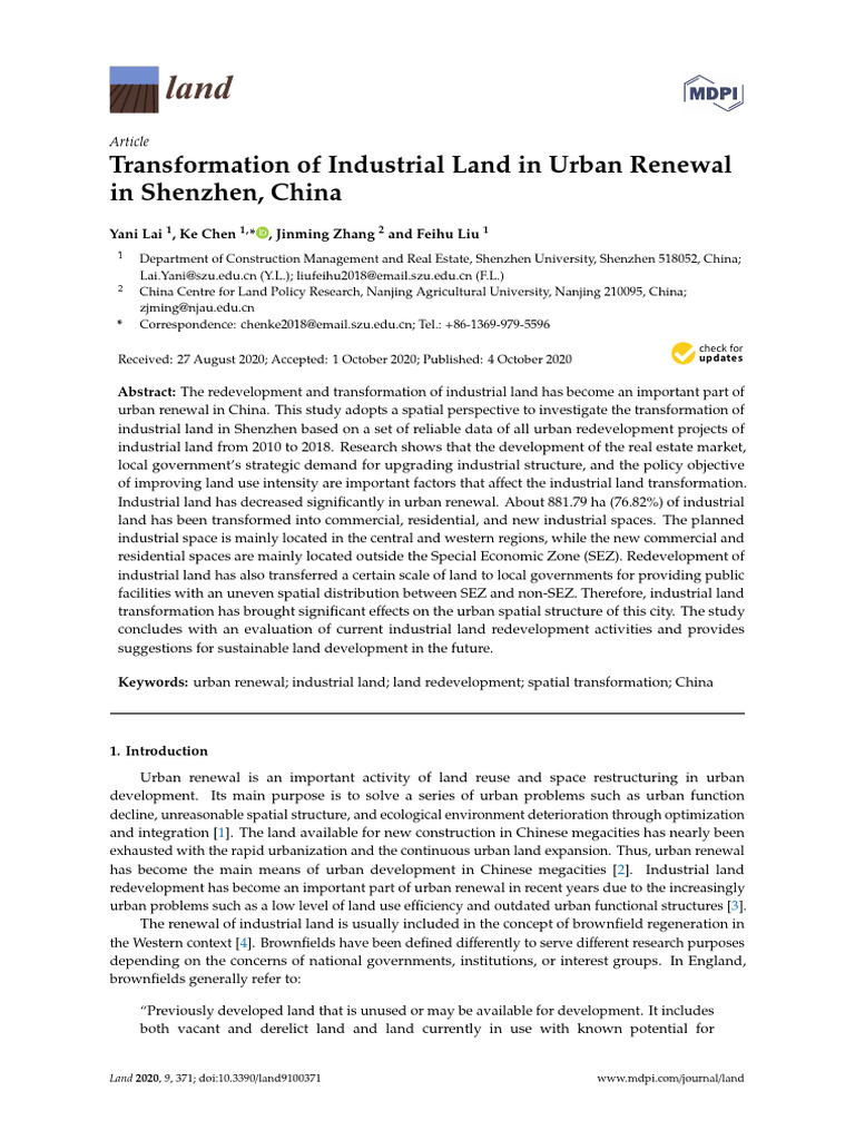 Industrial Land Transformation in Shenzhen | PDF | Urban Renewal ...