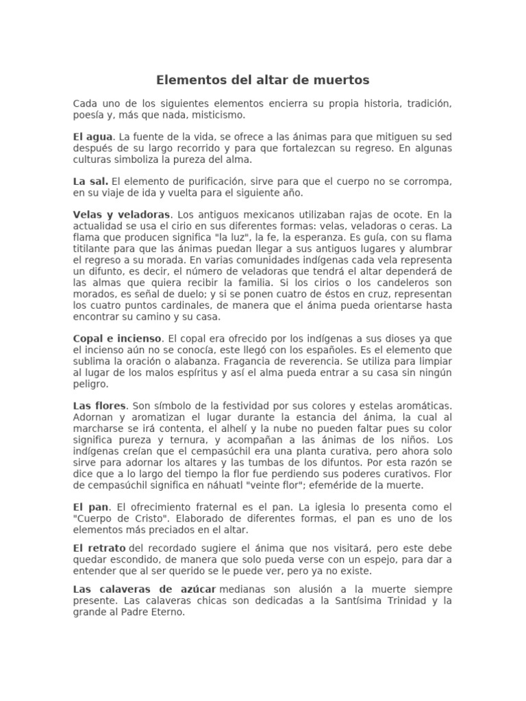Elementos del altar de muertos | PDF | Vela