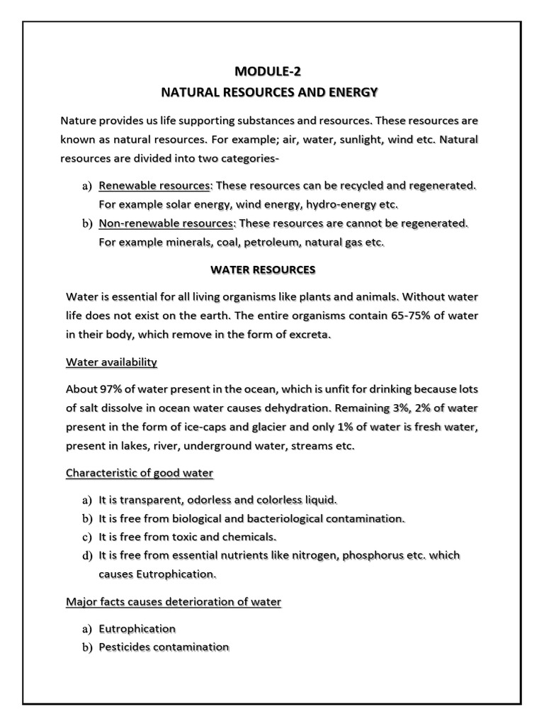Natural Resources and Water Quality Guide | PDF | Energy Development ...