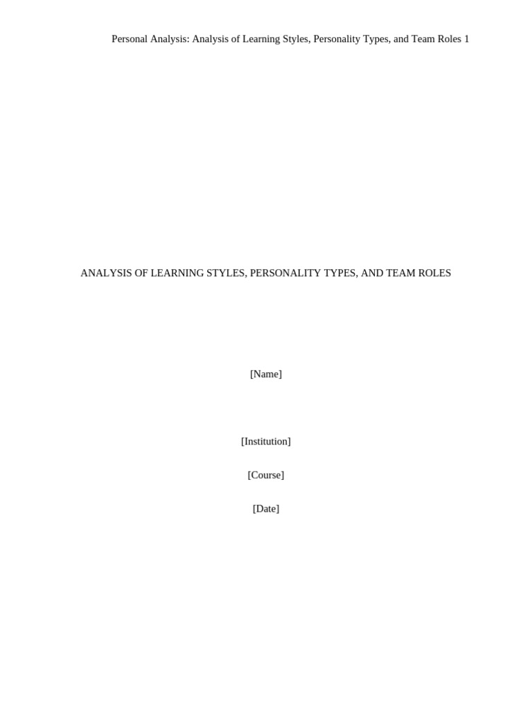 Order#Mgts1982 Working With Groups and Teams - Personal Analysis 2000 | PDF | Personality Type ...