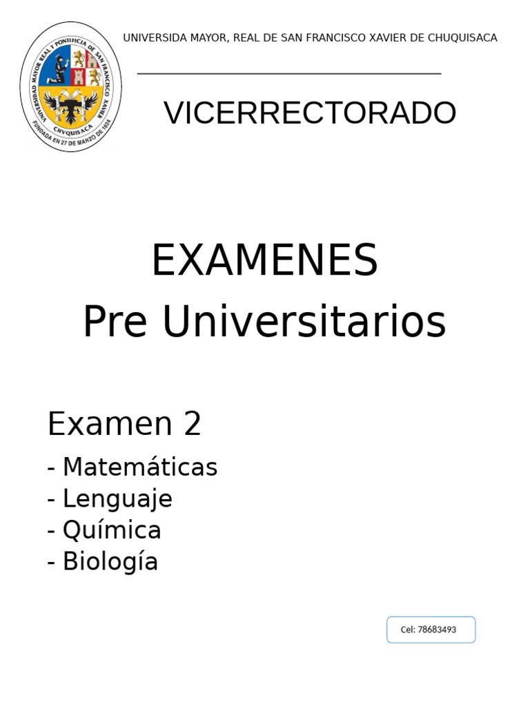 Caratula Examenes Pre Universitarios 2024 | PDF