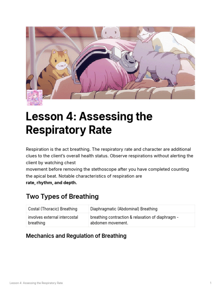 Lesson 4 Assessing The Respiratory Rate | PDF | Breathing | Respiratory ...