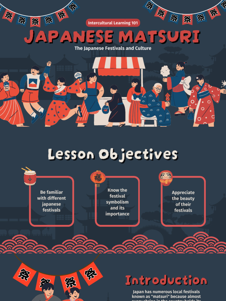 Intercultural Japanese Festivals Education Presentation in Colorful Fun ...