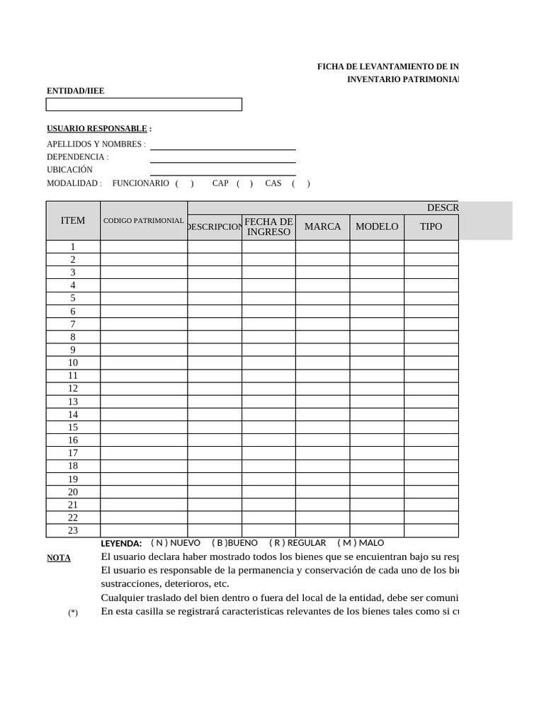 Ficha de Levantamiento de Información | PDF