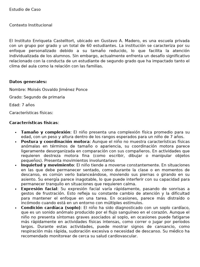 Estudio de Caso-Borrador | PDF | Las emociones | Inclusión (Educación)