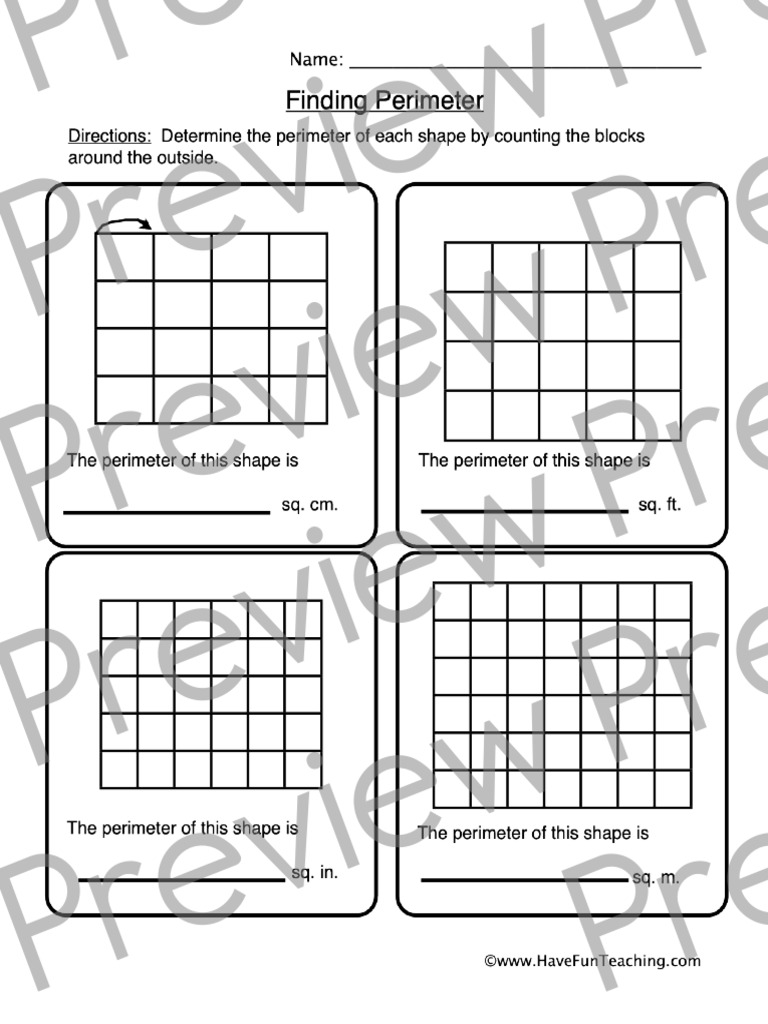 Perimeter Worksheet 1 Preview | PDF