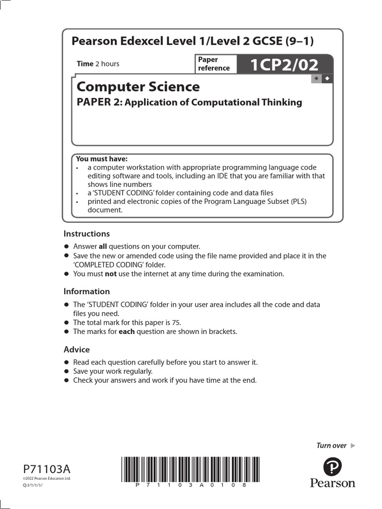 June 2022 QP - Paper 2 Computer Edexcel Science GCSE | PDF | Data Type | Boolean Data Type