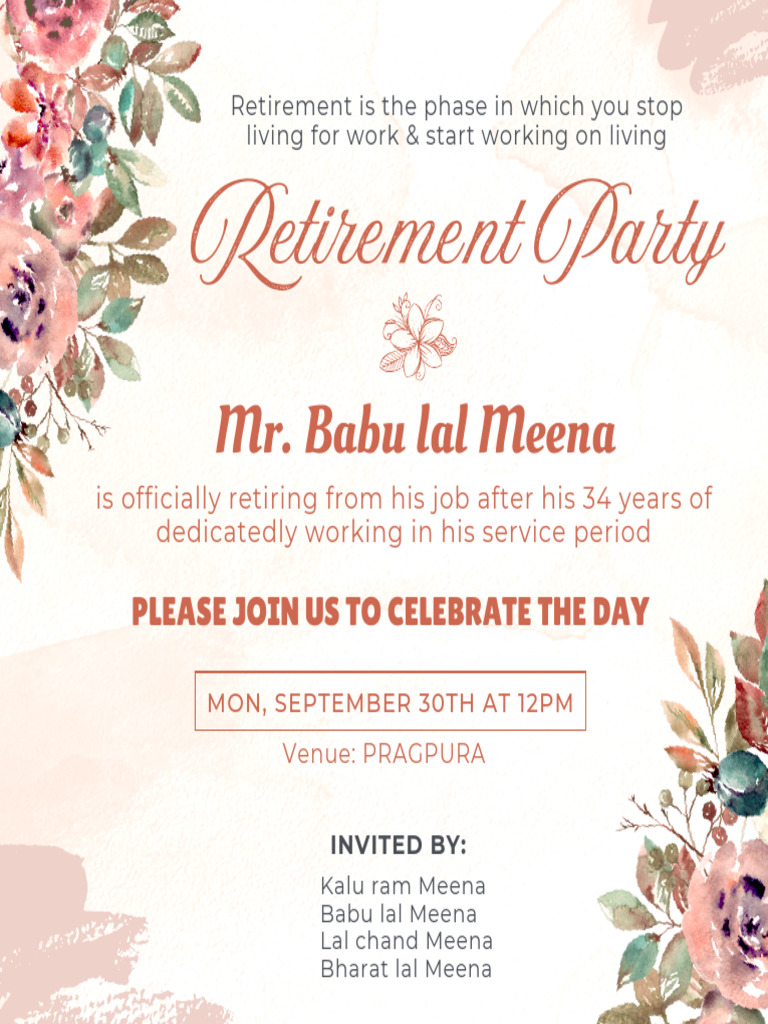 Celebrate Babu Lal Meena's Retirement | PDF