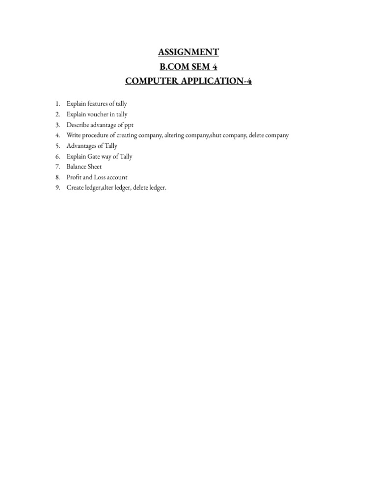 Assignment BCOM SEM 4 Computer Applications -4 | PDF