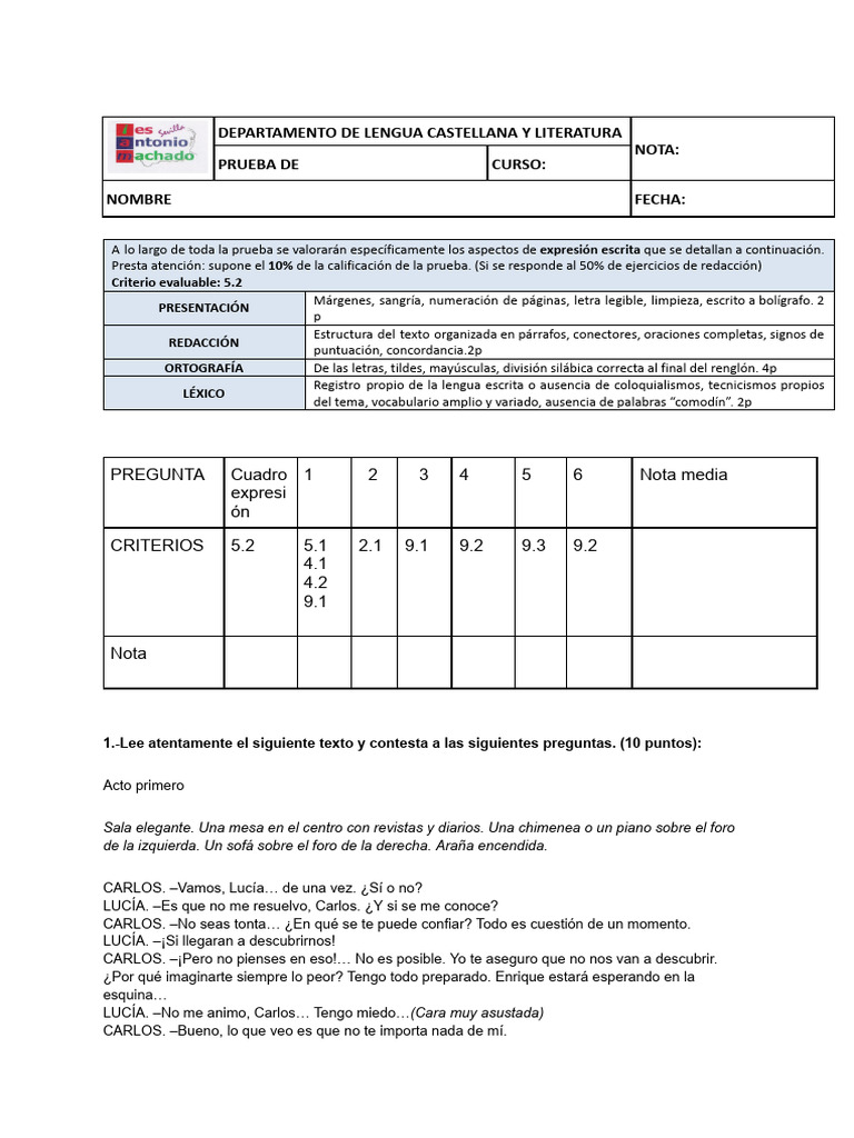Prueba Tema 2º Eso B | PDF | Adjetivo | Sustantivo