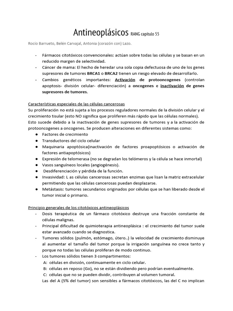 Antineoplásicos | PDF | Cáncer | Quimioterapia
