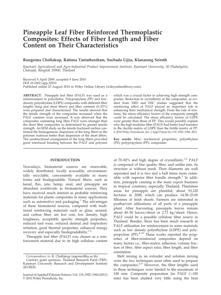 Pineapple Fiber Reinforced Composites | PDF | Composite Material ...