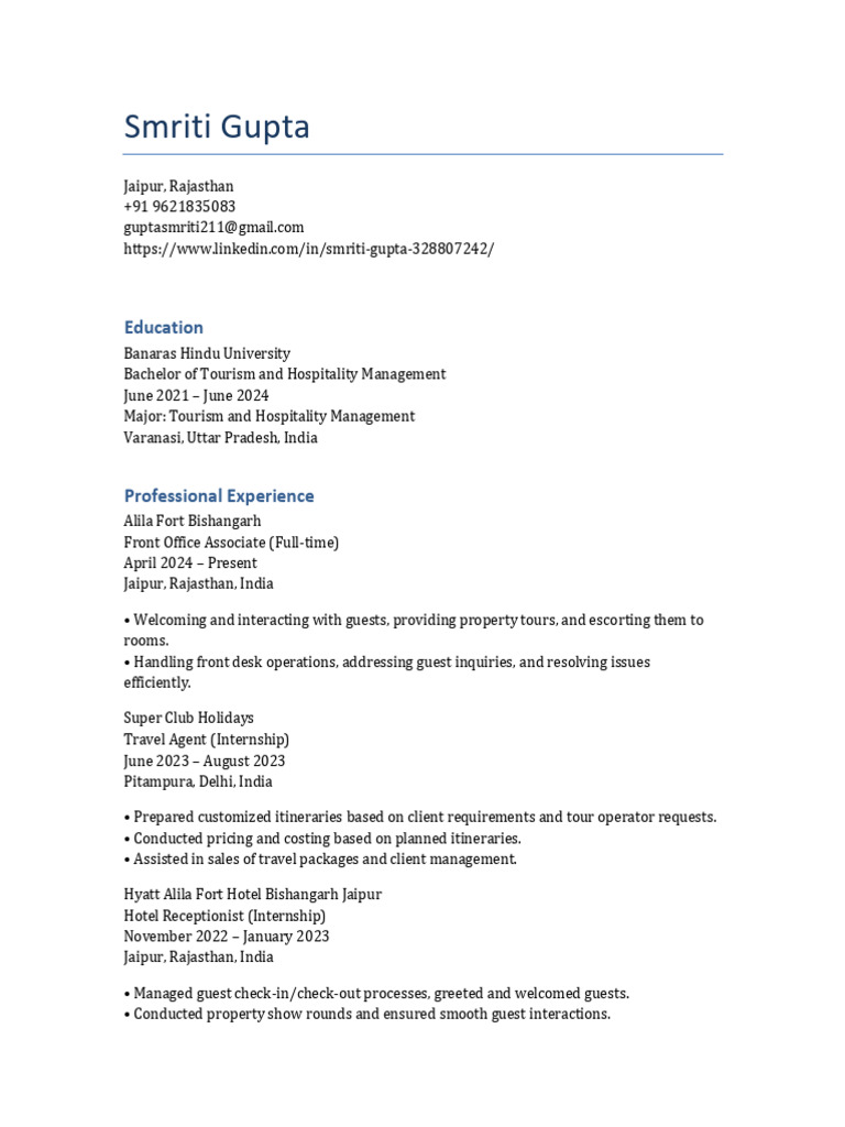 Smriti Gupta Resume | PDF