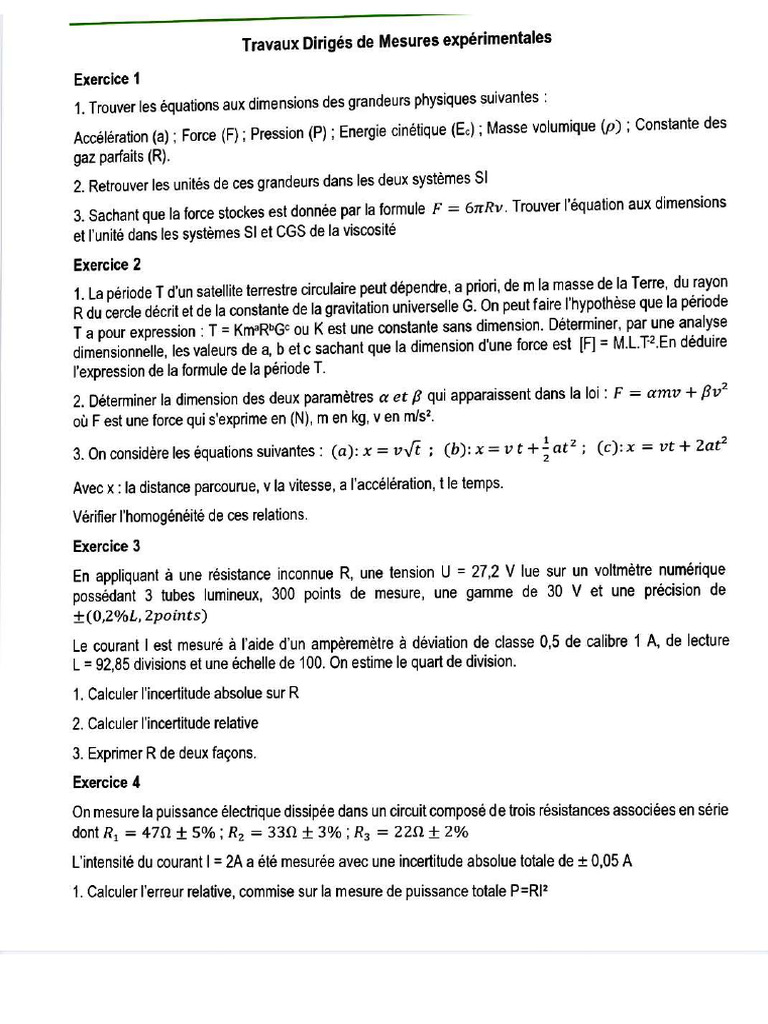 Exo Physique Expérimental | PDF