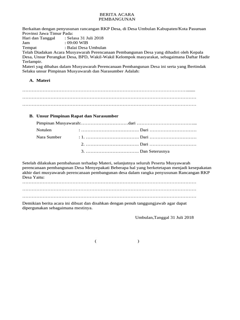 Berita Acara Rapat Interen | PDF