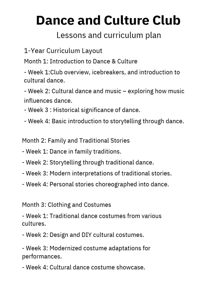 Year-Long Dance & Culture Curriculum | PDF | Dances | Choreography