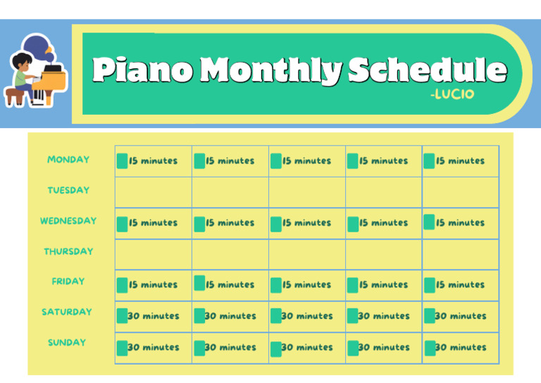 Piano Practice Schedule Template | PDF