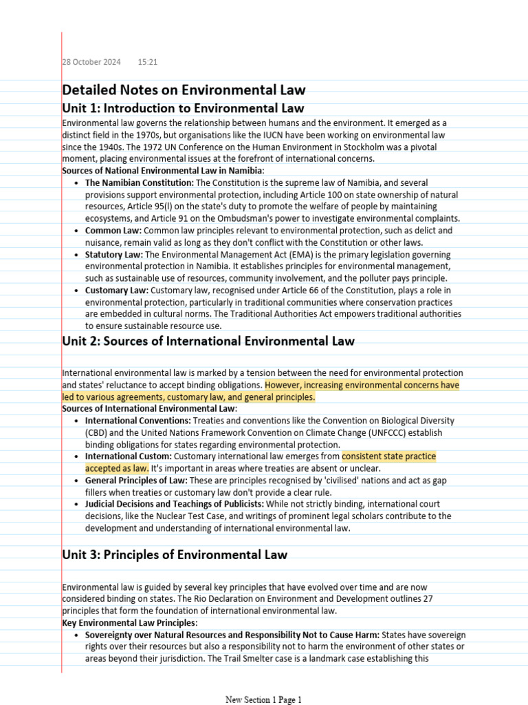 Overview of Environmental Law Principles | PDF | Environmental Law ...