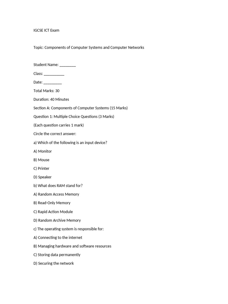 IGCSE ICT Exam | PDF