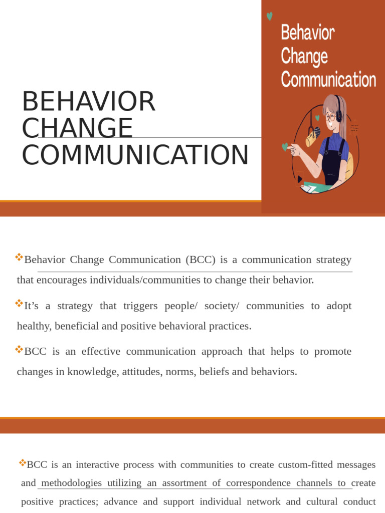BEHAVIOR CHANGE COMMUNICATION | PDF | Communication | Behavior