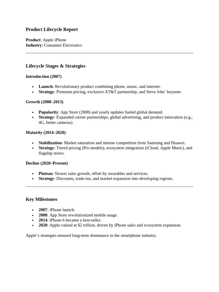 Product Lifecycle Report | PDF