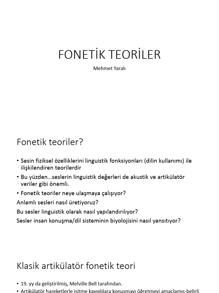 Ders-3 Fonetik Teoriler - 2024 | PDF