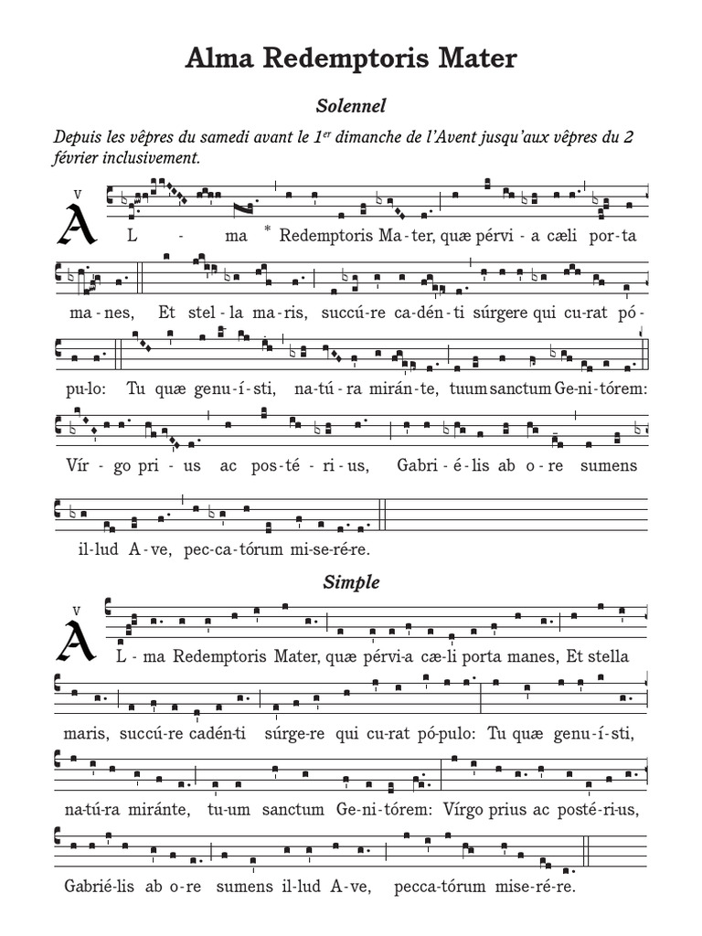 Alma Redemptoris Mater - Grégorien | PDF
