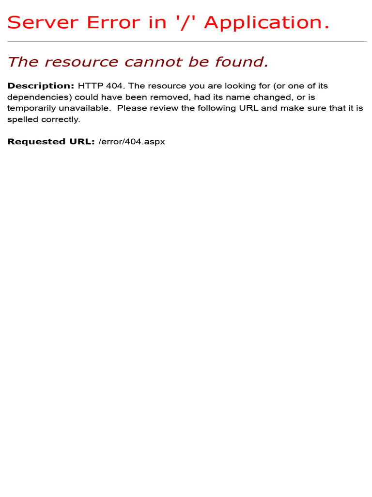 The Resource Cannot Be Found | PDF