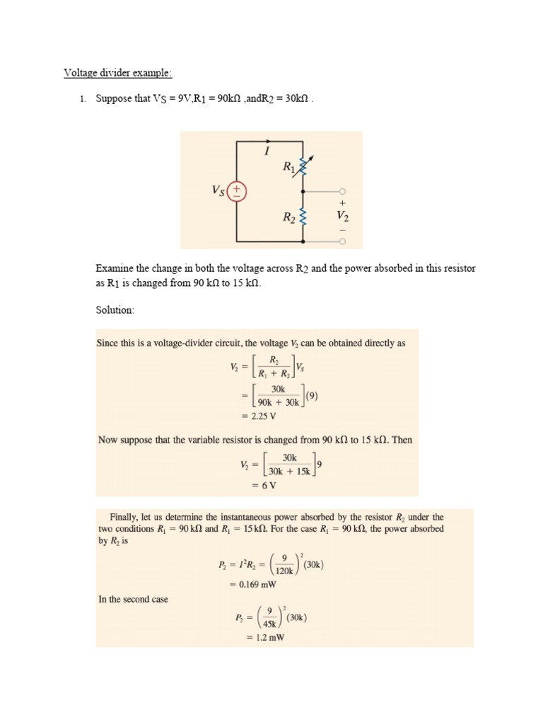 Voltage Divider and Current Divider Analysis | PDF