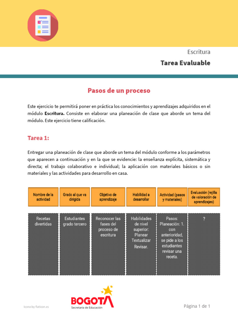 Planeación de Clase: Escritura Evaluable | PDF