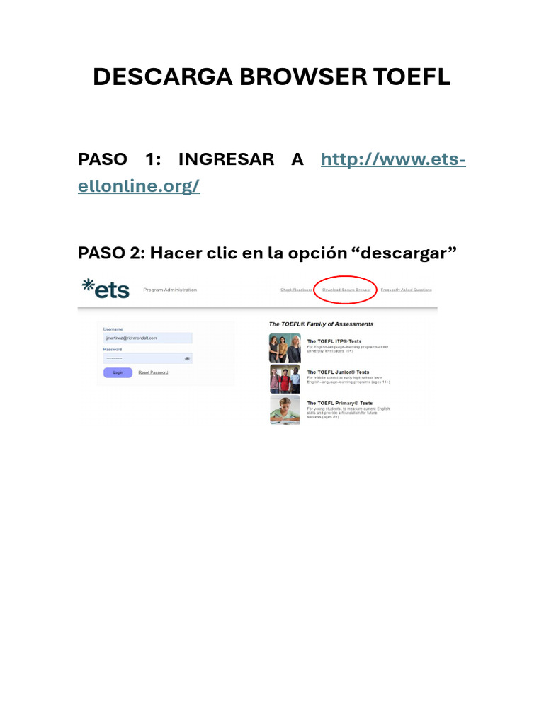Guía para Descargar Browser TOEFL | PDF