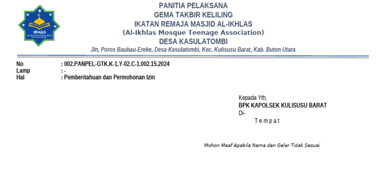 Amplop Gema Takbir Keliling | PDF