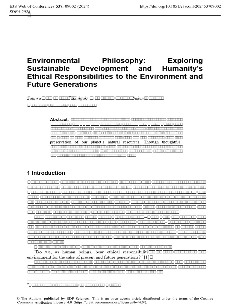 Ethical Responsibilities in Environmental Philosophy | PDF ...