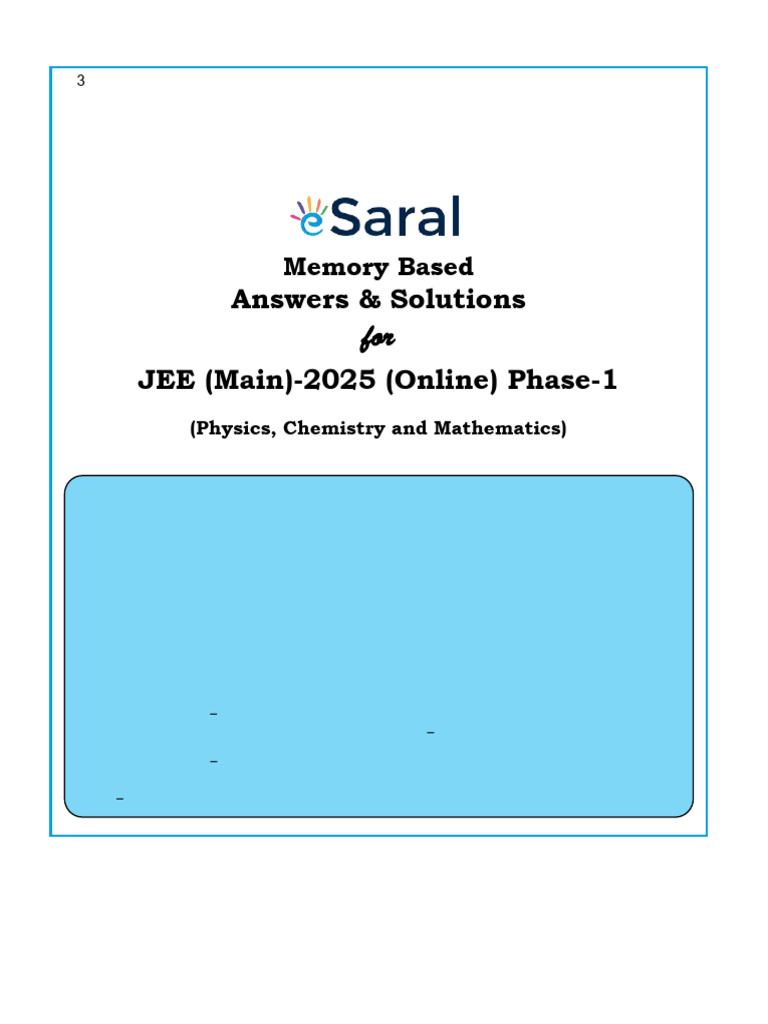 JEE Main 2025 Question Paper Solutions | PDF | Tin | Physical Sciences